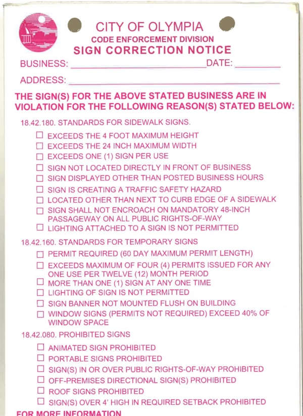 West Side Sign Removal • West Olympia Business Association